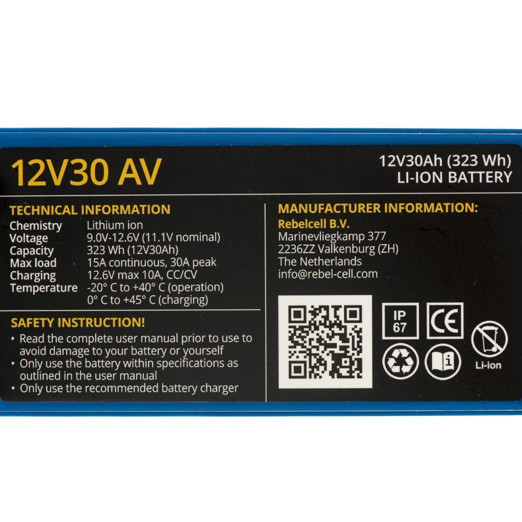 Lithium accu 12V30Ah AV | Rebelcell | Powering the outdoors